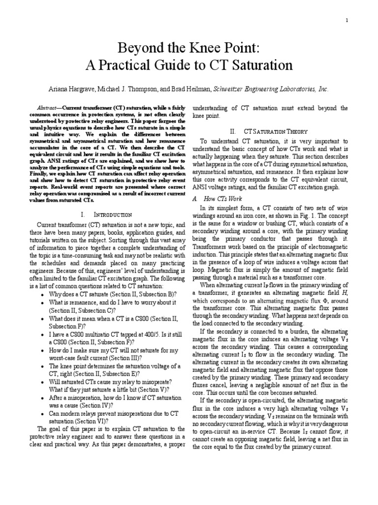 CT Saturation | PDF | Transformer | Electromagnetic Induction