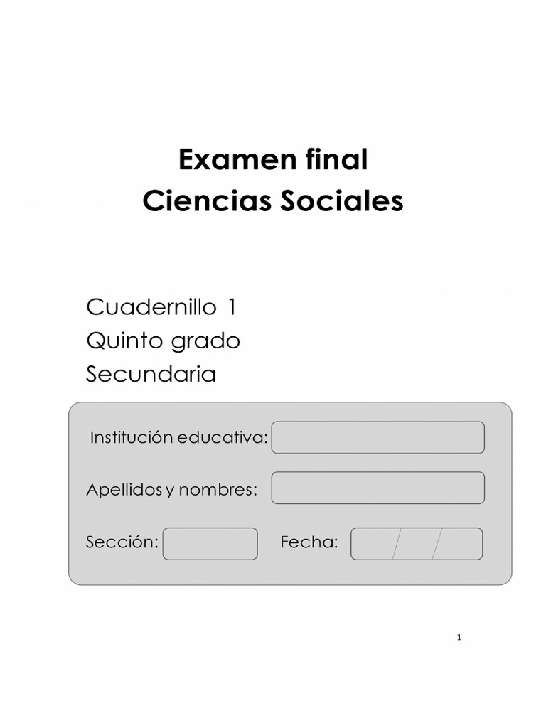 EPF-5to-Secundaria-prueba-Ciencias Sociales-Cuadernillo-1 | PDF