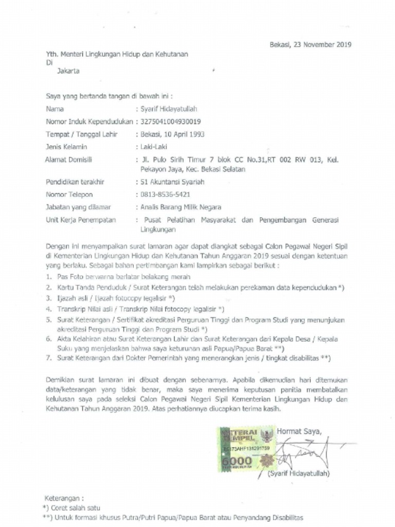 Scan Surat Lamaran KLHK - Compressed - Rotated | PDF