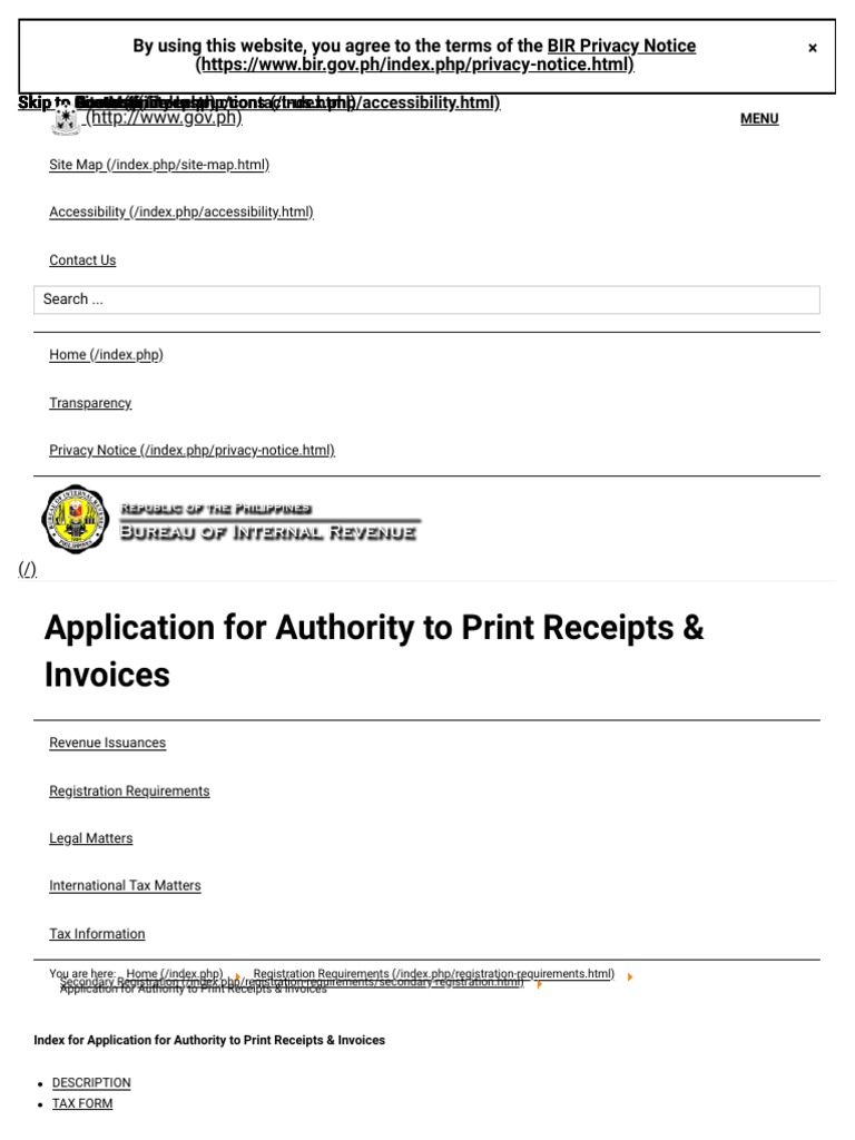 Application For Authority To Print Receipts & Invoices - Bureau of ...