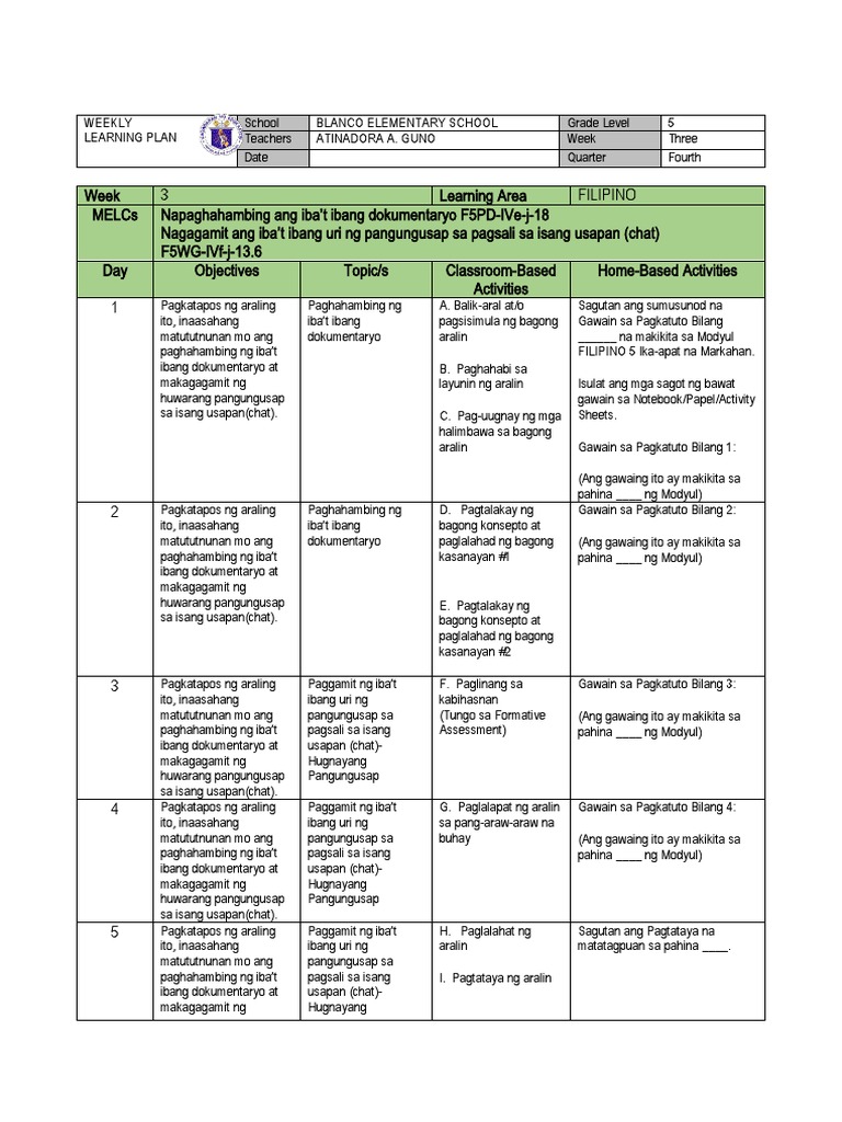WLP Q4 W3 G5 | PDF