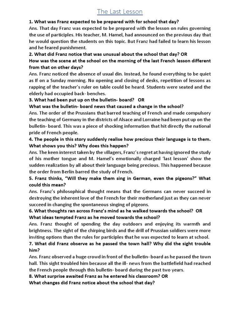 The Last Lesson | PDF