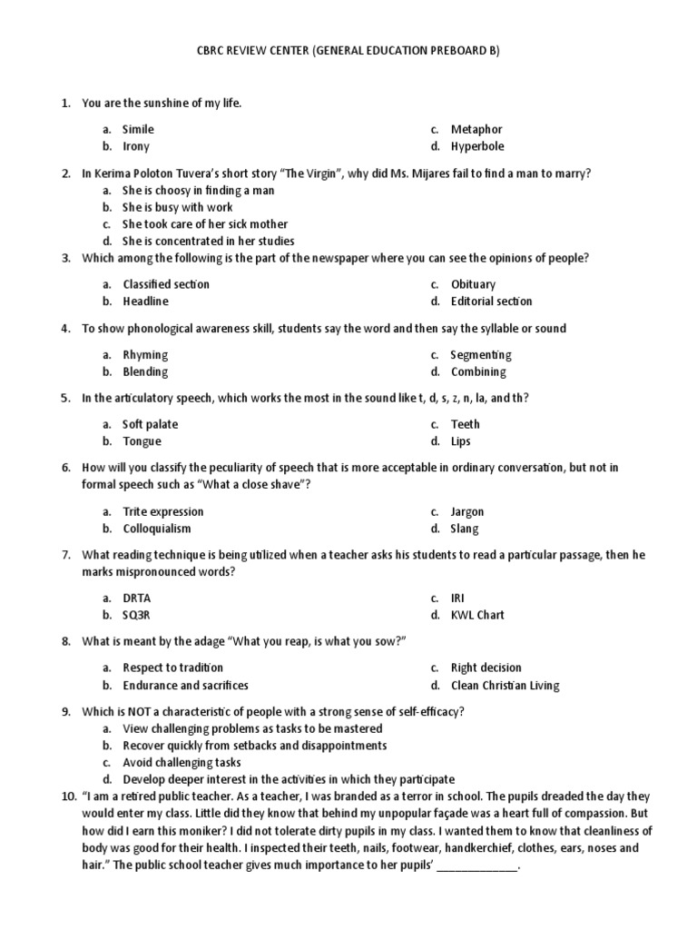 Gened Preboard B | PDF