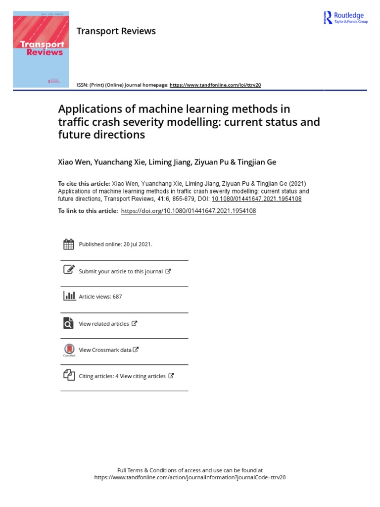 Applications Of Machine Learning Methods In Traffic Crash Severity Modelling Current Status And