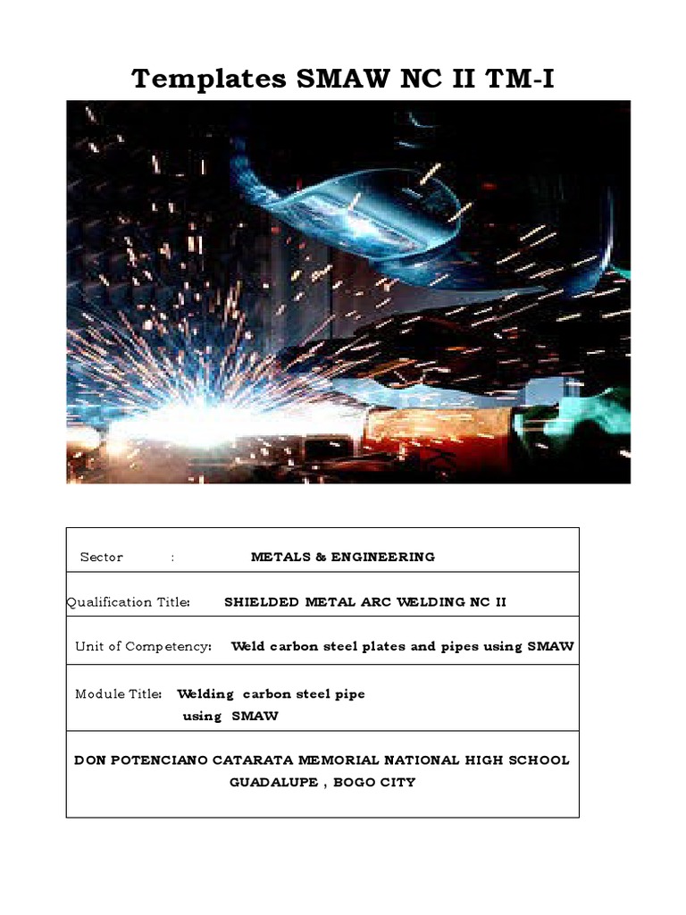 SMAW NC II Training Session Plan | PDF | Welding | Construction
