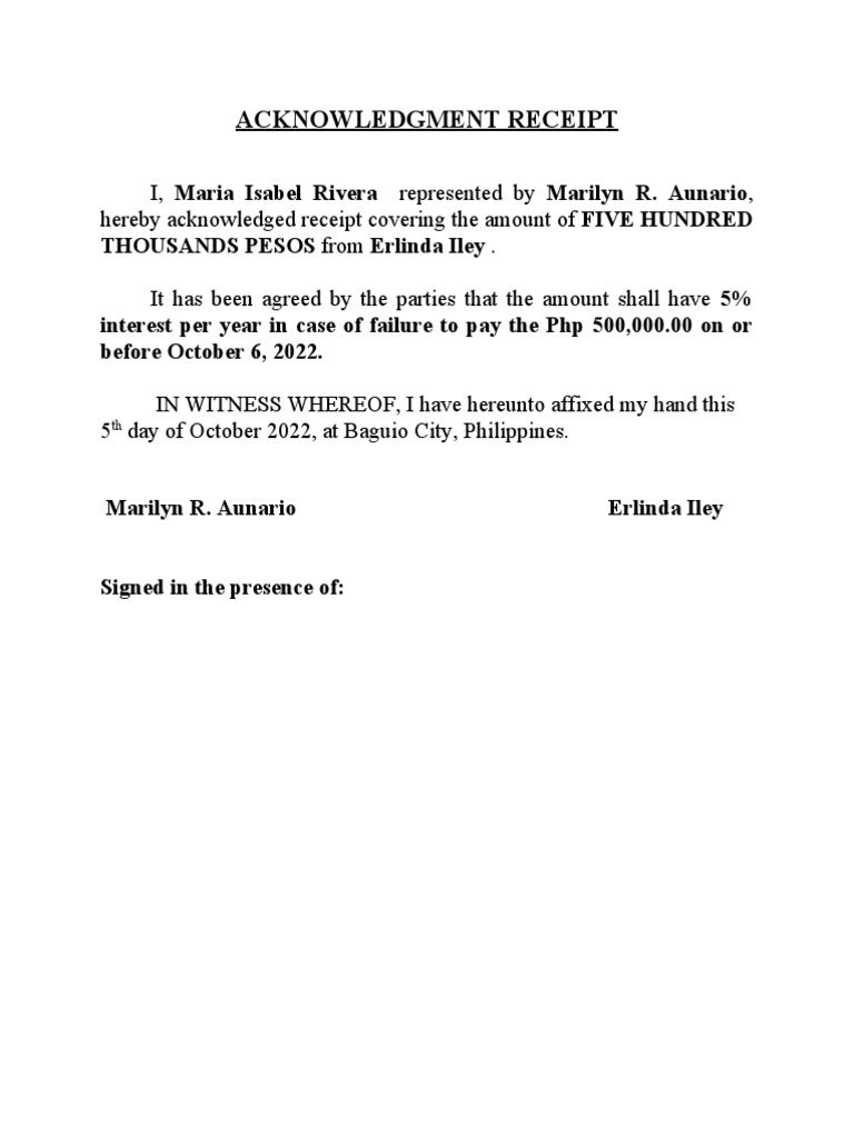 Acknowledgement Receipt. | PDF