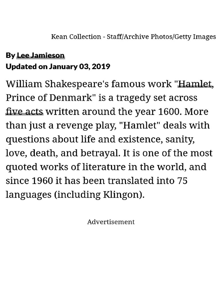 Hamlet Summary | PDF