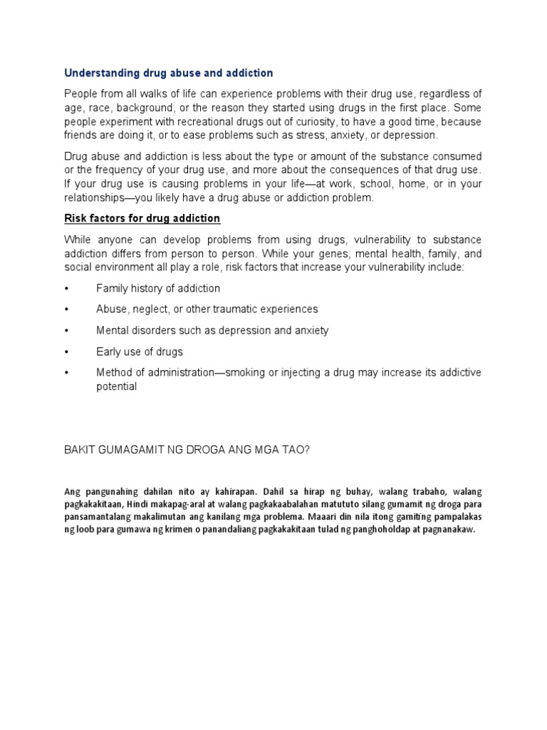 Understanding Drug Abuse and Addiction | PDF | Substance Abuse | Drugs