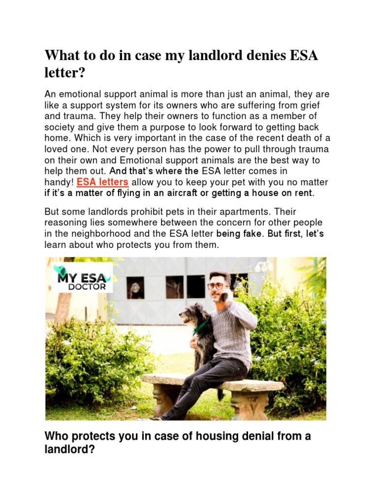 What To Do in Case My Landlord Denies ESA Letter | PDF | Landlord | Rights