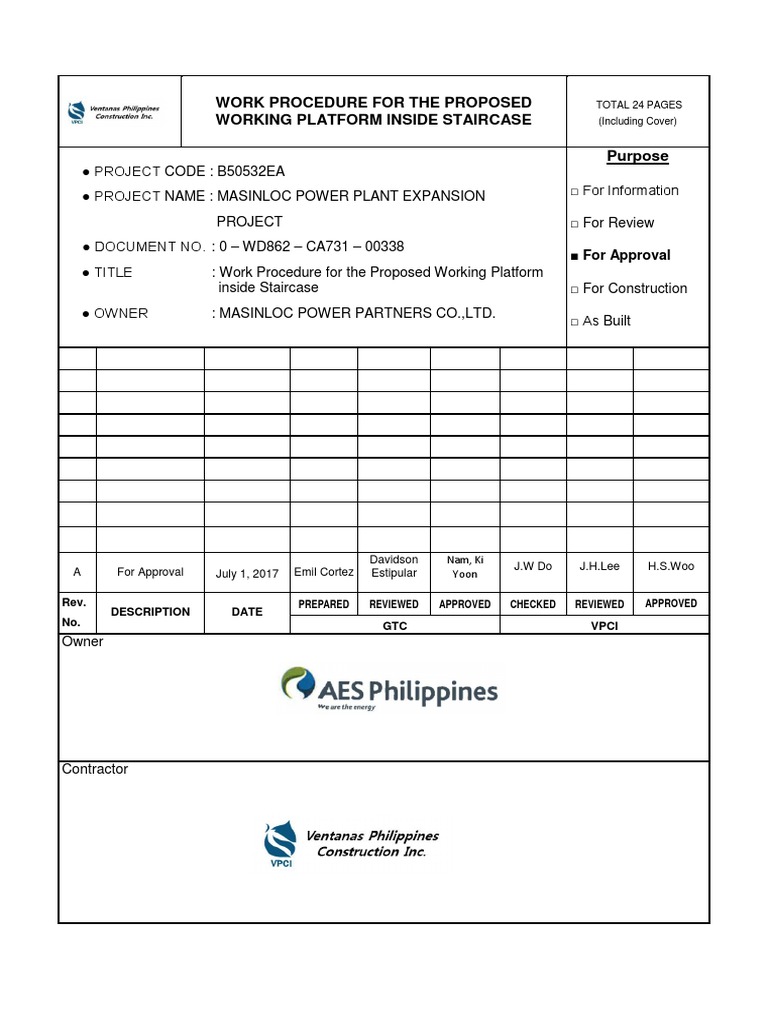 Work Procedure For CCB Proposed Inside Staircase Working Platform | PDF ...
