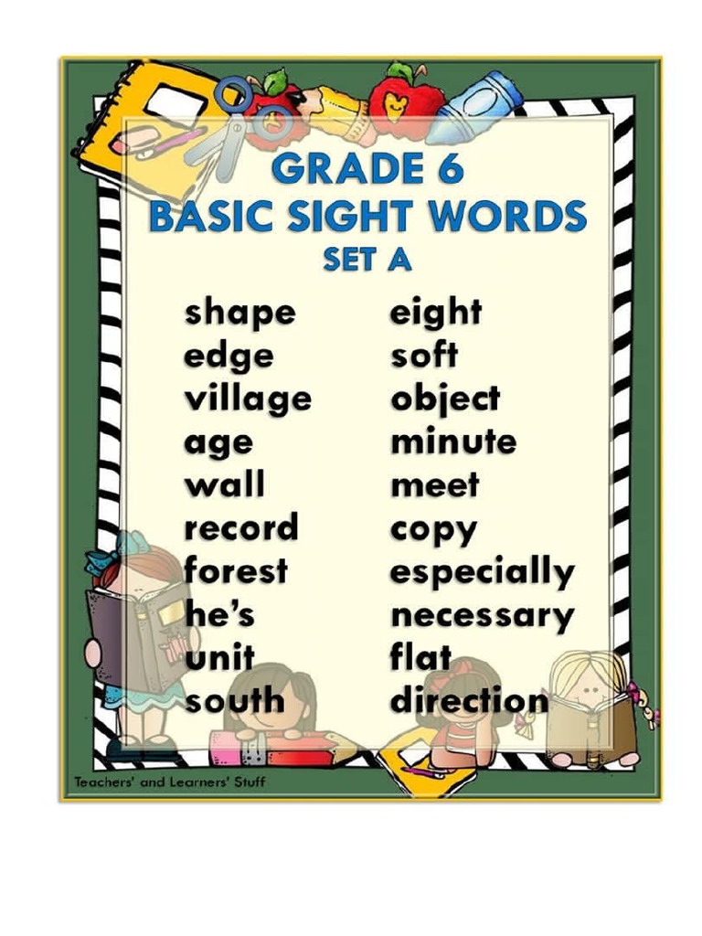 Basic Sight Words 6 | PDF