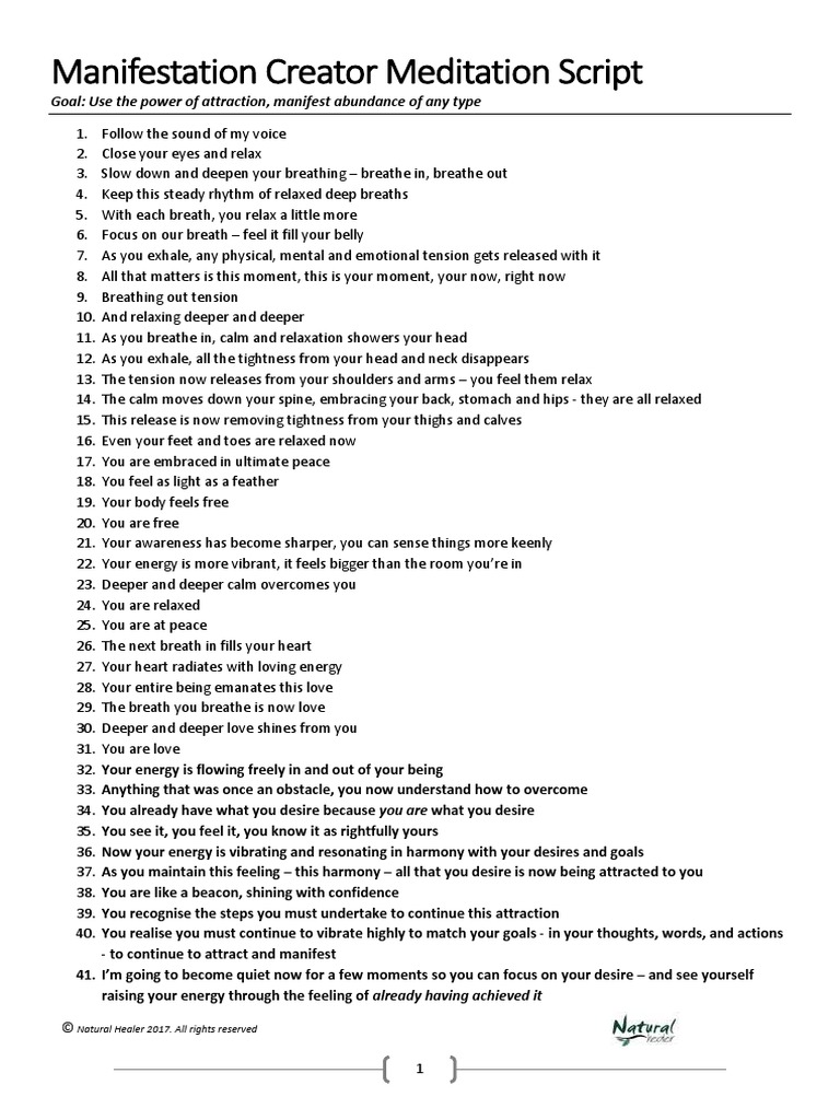 Manifestation Creator Script | PDF | Breathing