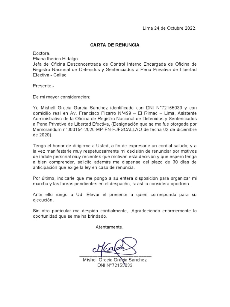 Carta de Renuncia | PDF