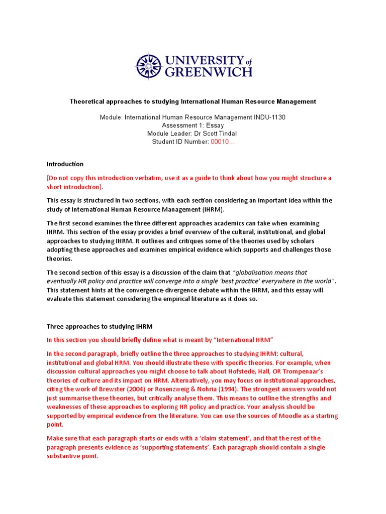 IHRM Essay Template 2 1 | PDF | Human Resource Management | Essays