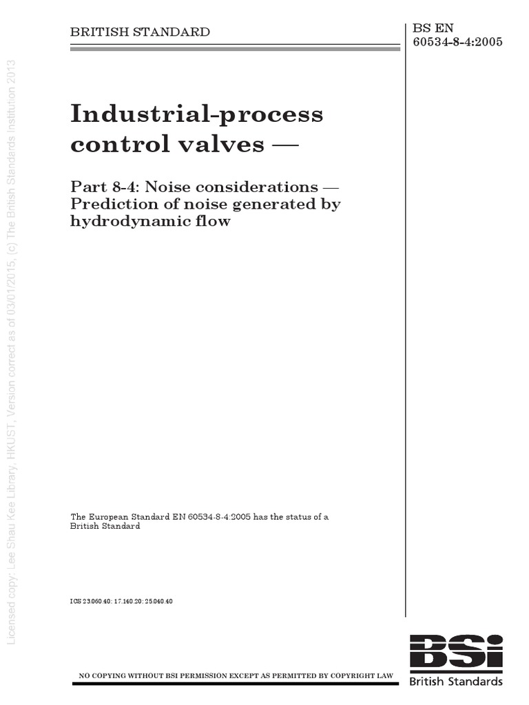 BS EN 60534-8-4-2005 (2007) - Control Valves-Noise Generated | PDF ...