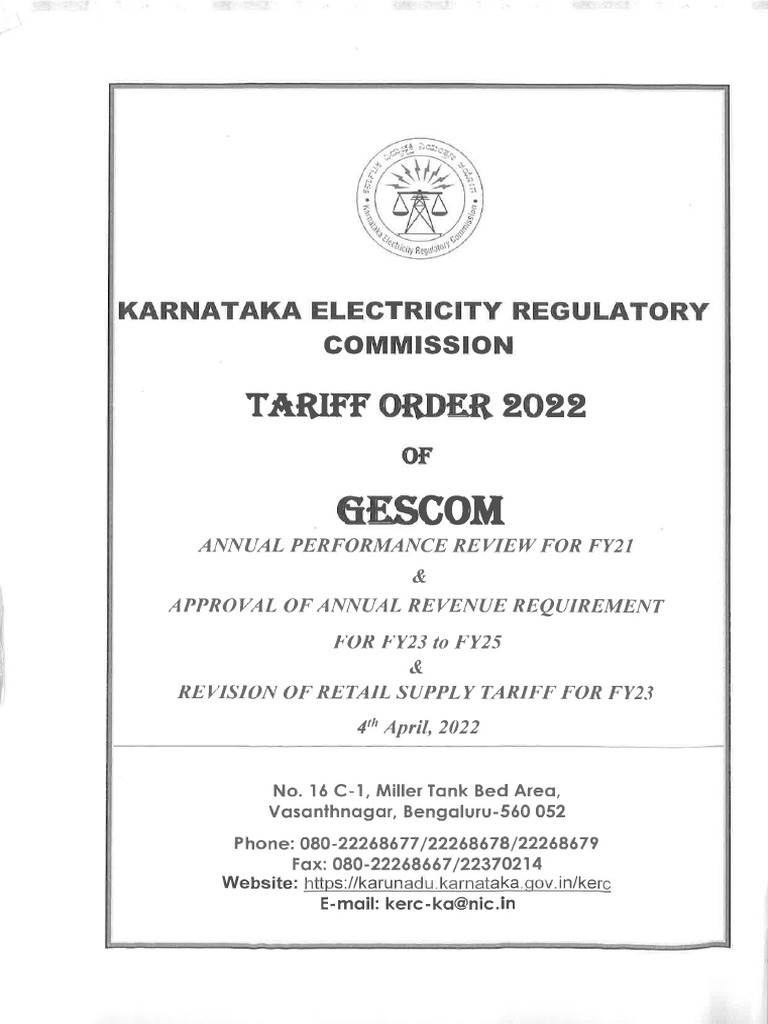 Gescom Tariff Order Fy-22 | PDF