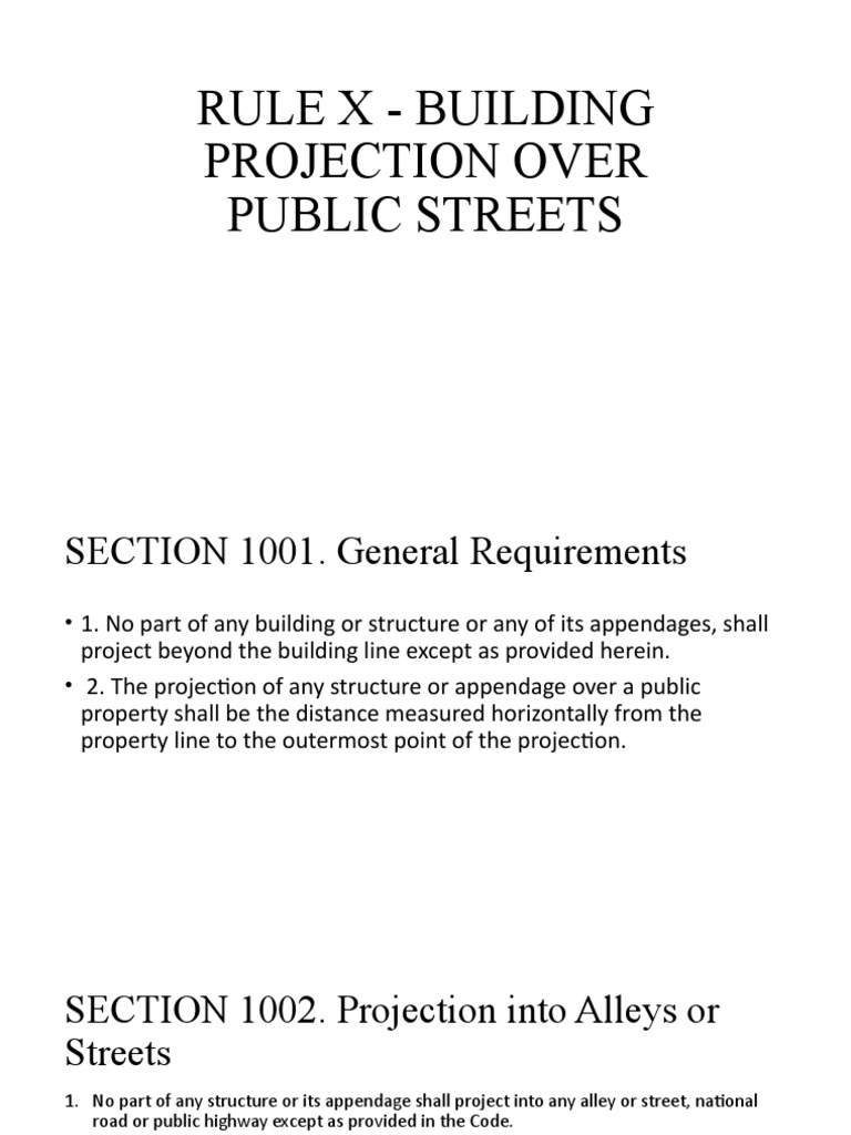 Rule X - Building Projection Over Public Streets | Download Free PDF ...