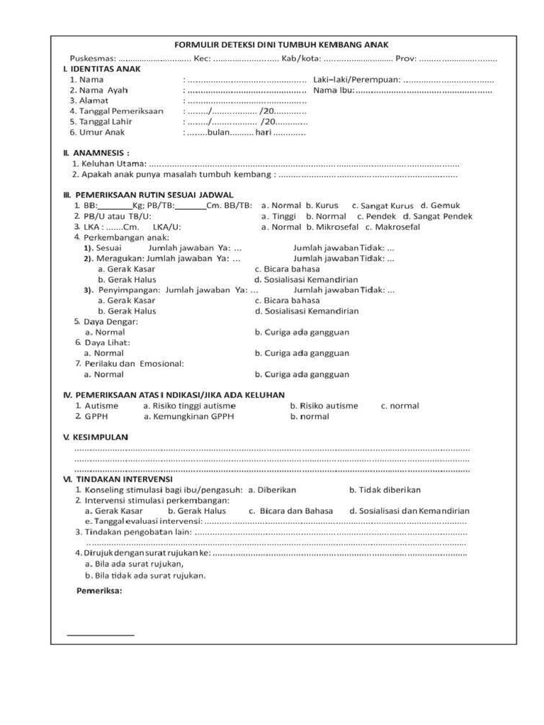 FORMULIR DDTK Pikumbang | PDF