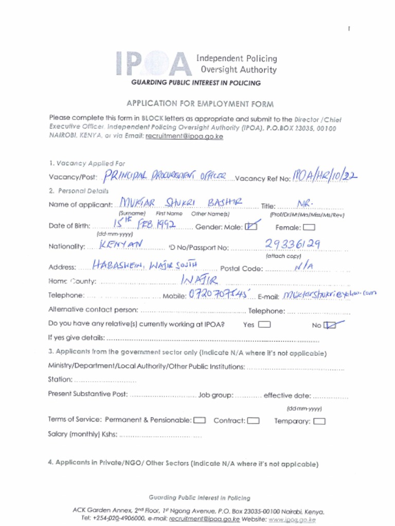 IPOA Application Form | PDF