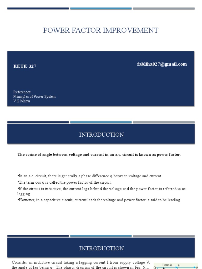Powerfactor Improvement | PDF | Capacitor | Ac Power