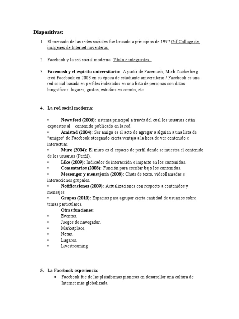 Diapositivas Facebook | PDF | Facebook | Servicio de redes sociales
