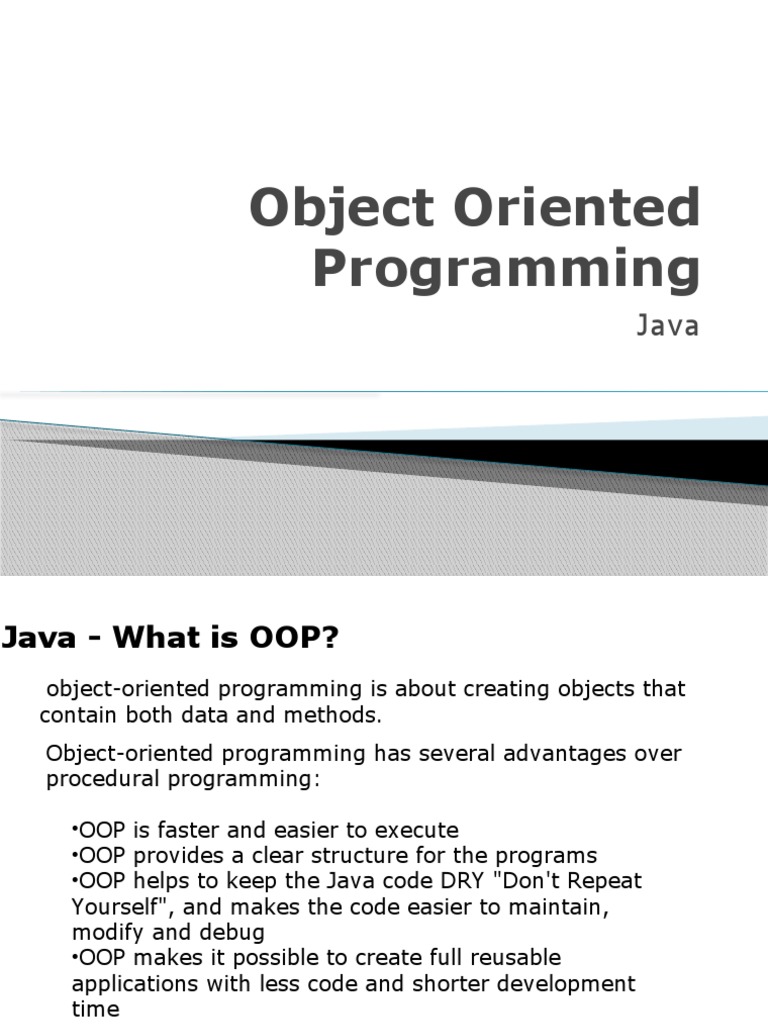 Object Oriented Programming In Java Pdf Object Oriented Programming