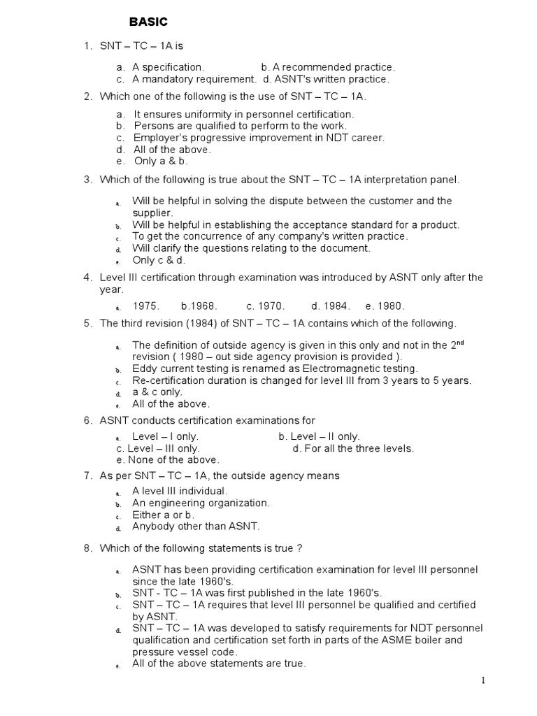 Basic Exam Qustion Set | PDF