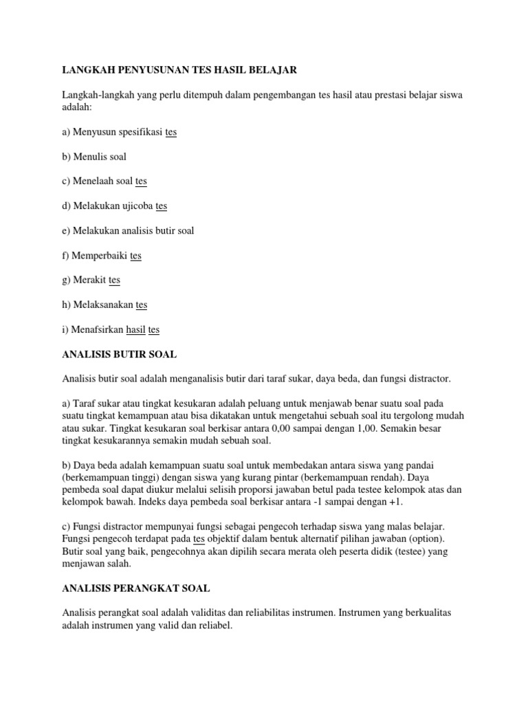 Modul 4 KB 3 LANGKAH PENYUSUNAN TES HASIL BELAJAR | PDF