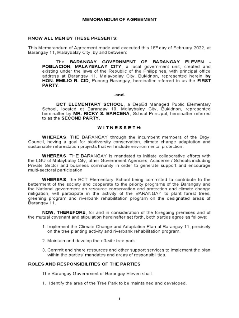 Memorandum of Agreement | PDF | Natural Resource Management | Global ...