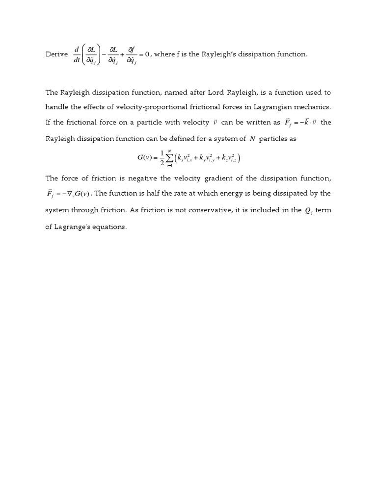 Rayleigh Dissipation | PDF