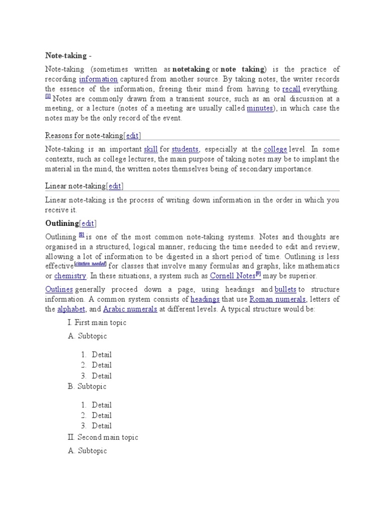 Note - Taking and Note-Making | PDF | Writing | Human Communication