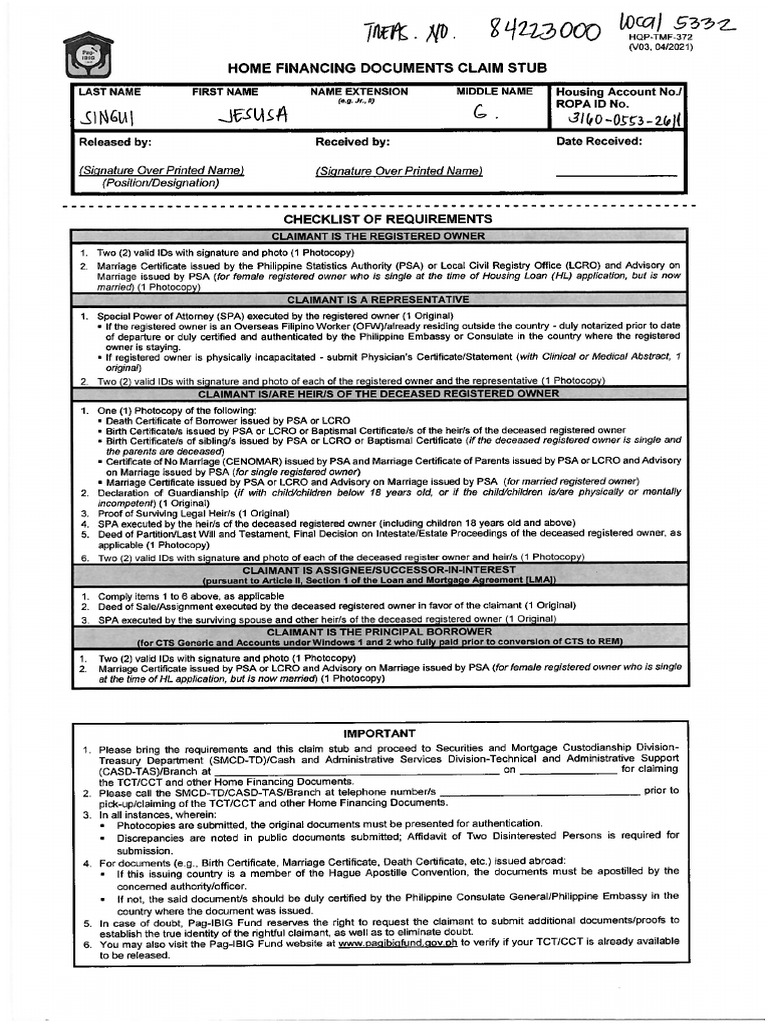 Forms For The Claims | PDF