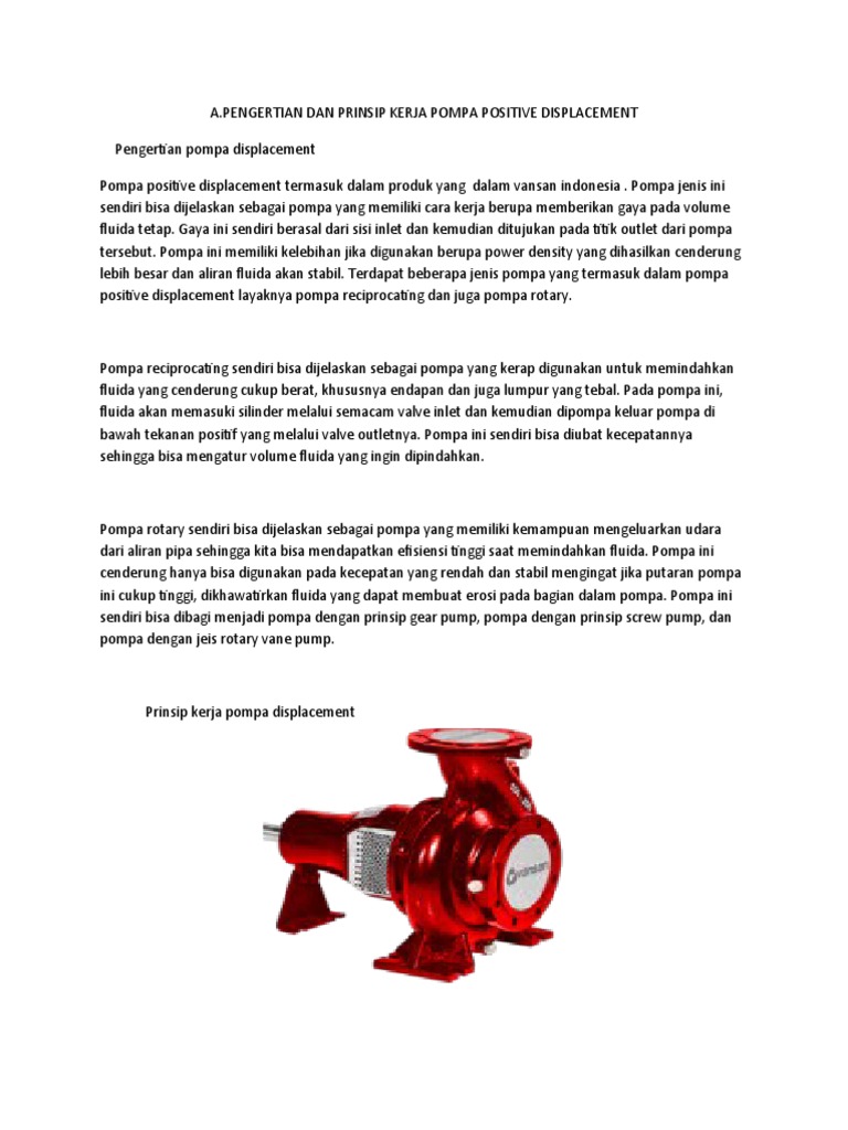 A.pengertian Dan Prinsip Kerja Pompa Positive | PDF