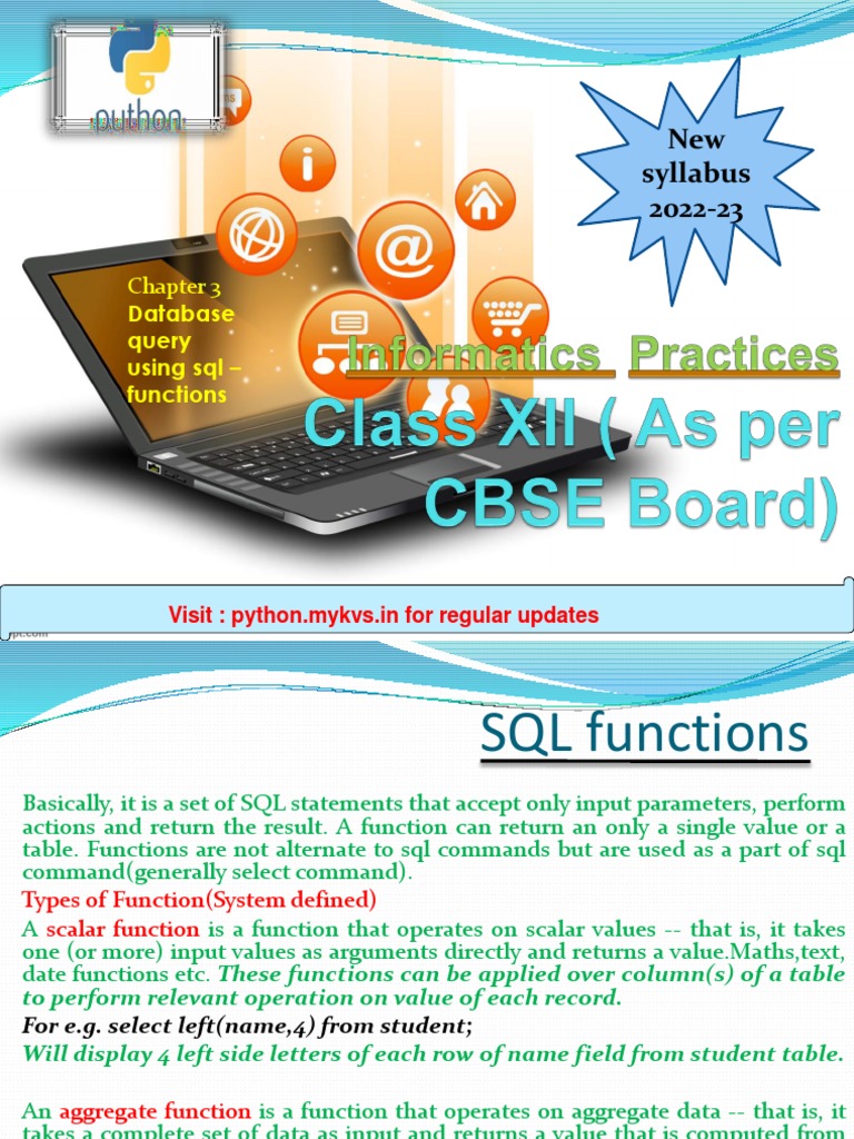 sql functions | PDF | Parameter (Computer Programming) | Table (Database)
