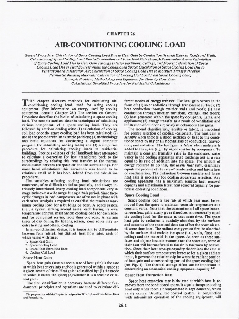 ASHRAE F 1981 Cooling Load | PDF