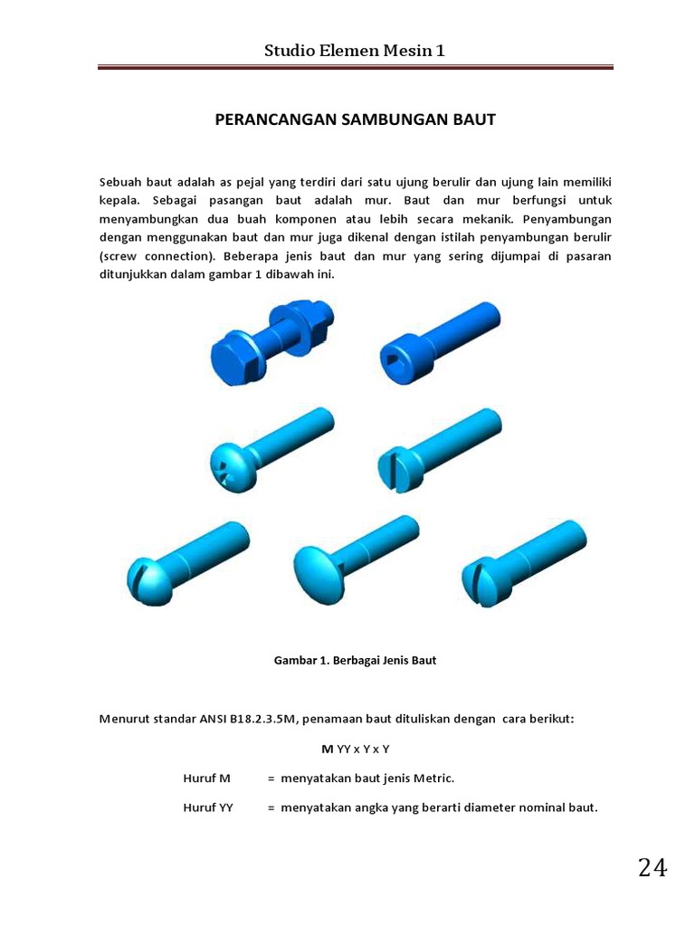 Perancangan Sambungan Baut dan Mur | PDF | Teknologi & Rekayasa