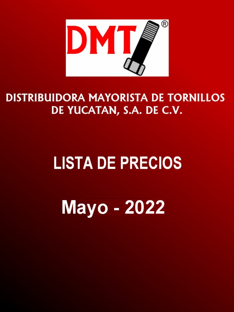 Lista de Precios DMT Mayo - 2022 | PDF | Tornillo | Arandela (Hardware)