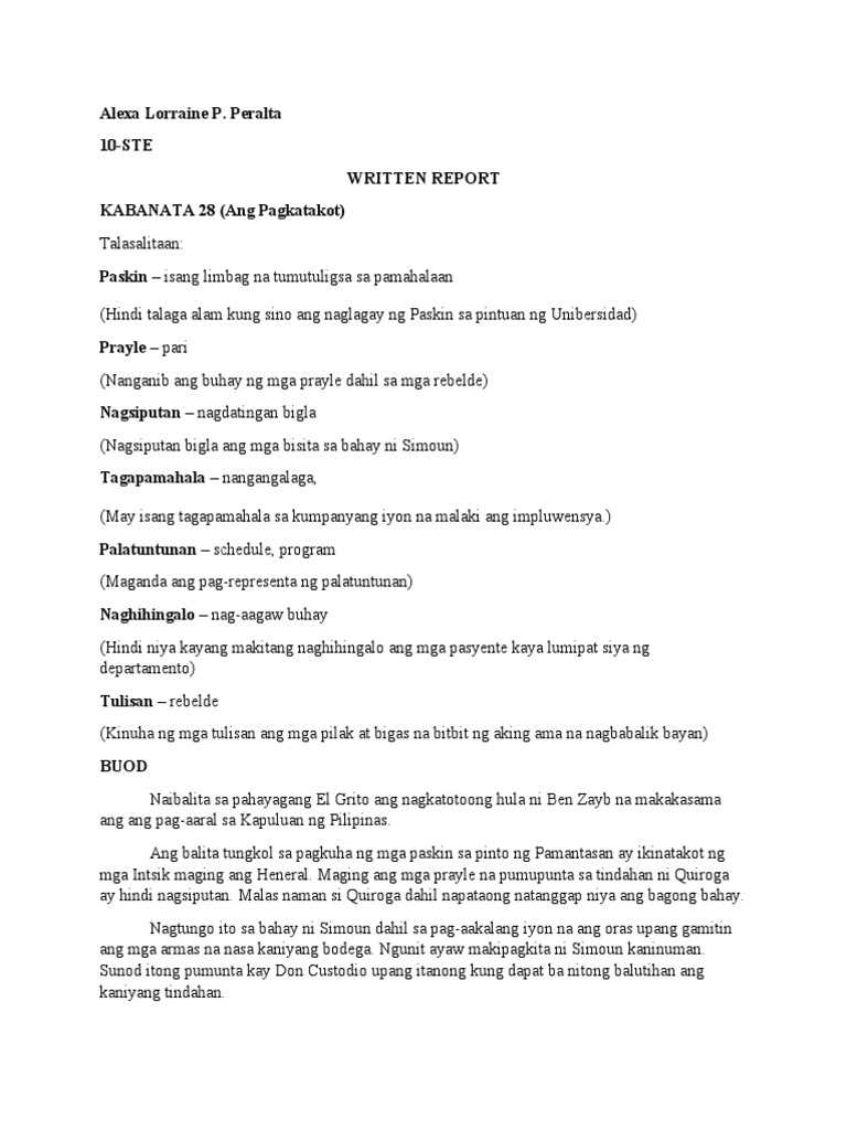 Written Report in Filipino | PDF