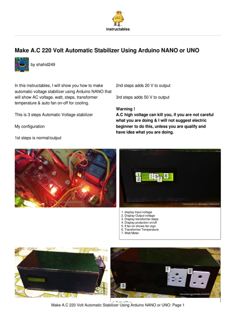 How To Make AC 220 Volt Automatic Stabilizer Using | PDF | Arduino | Relay