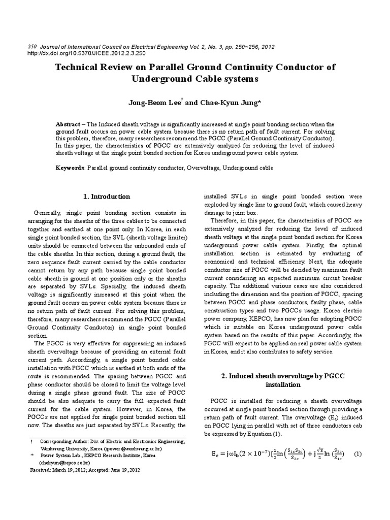 Technical Review On Parallel Ground Continuity Conductor of Underground ...