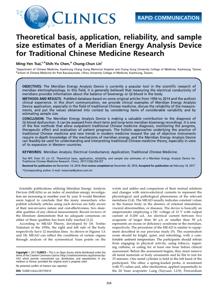 Meridian Analysis Energy Device | PDF | Traditional Chinese Medicine ...