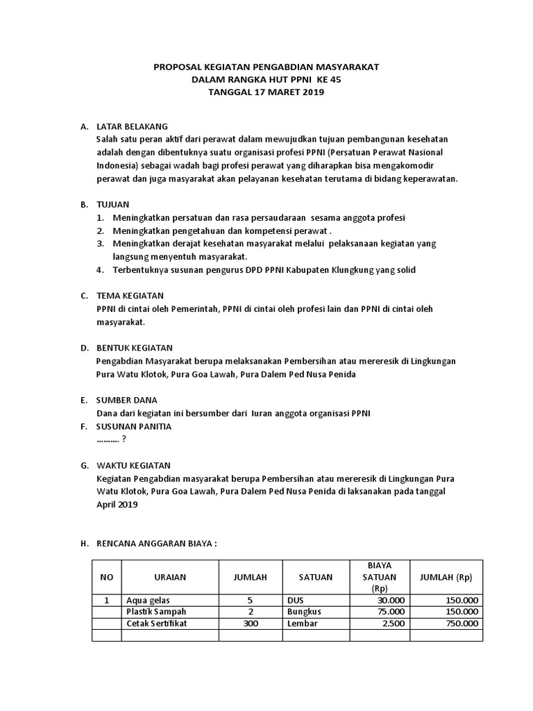 Proposal Kegiatan Pengabdian Masyarakat | PDF