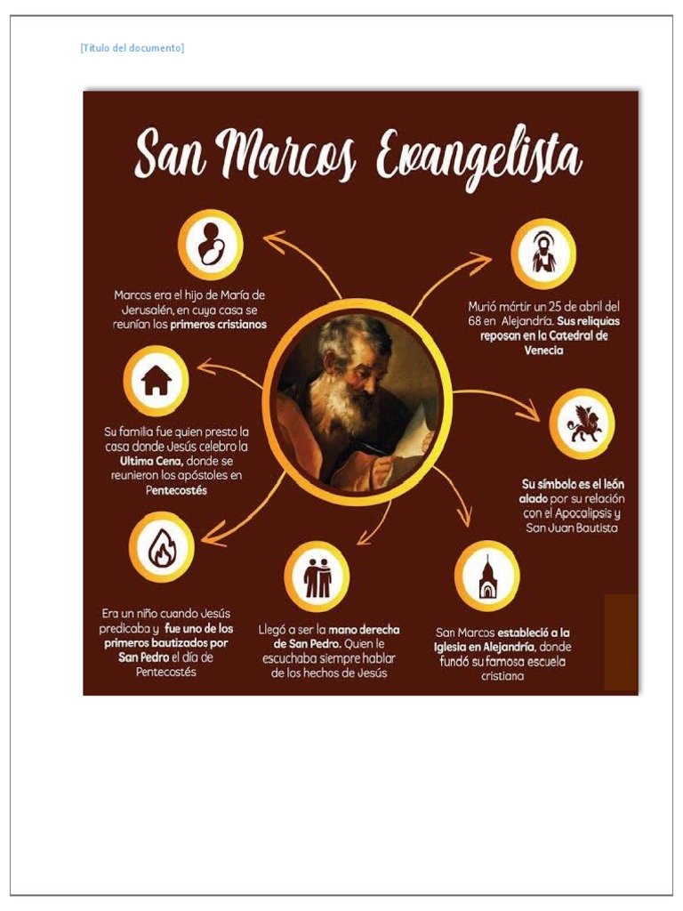 La vida y obra de San Marcos, el evangelista | PDF | Evangelio de ...