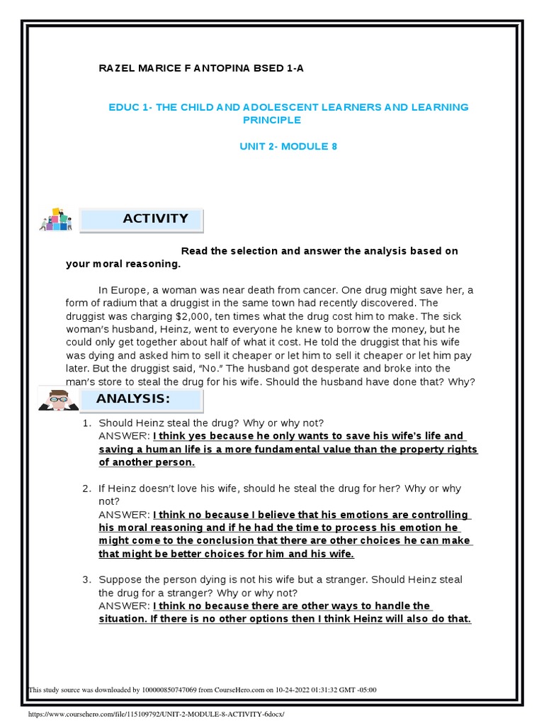 Unit 2 Module 8 Activity 6 | PDF | Social Institutions | Psychology