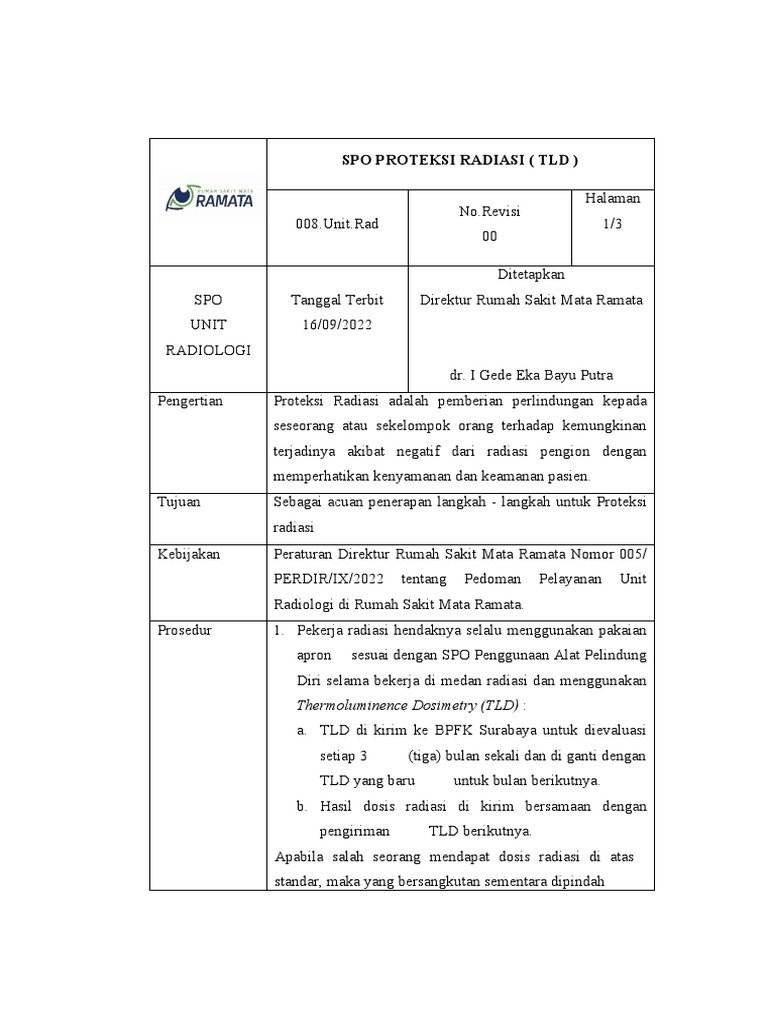 Ramata - Spo Proteksi Radiasi TLD | PDF