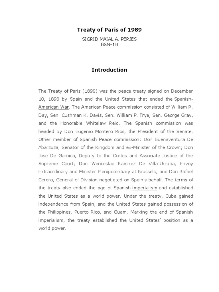 Treaty of Paris: U.S. Gains 1898 | PDF | Spanish Empire | International ...