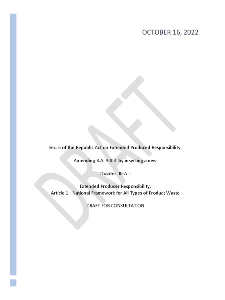 Extended Producer Responsibility Framework | PDF | Recycling | Waste ...