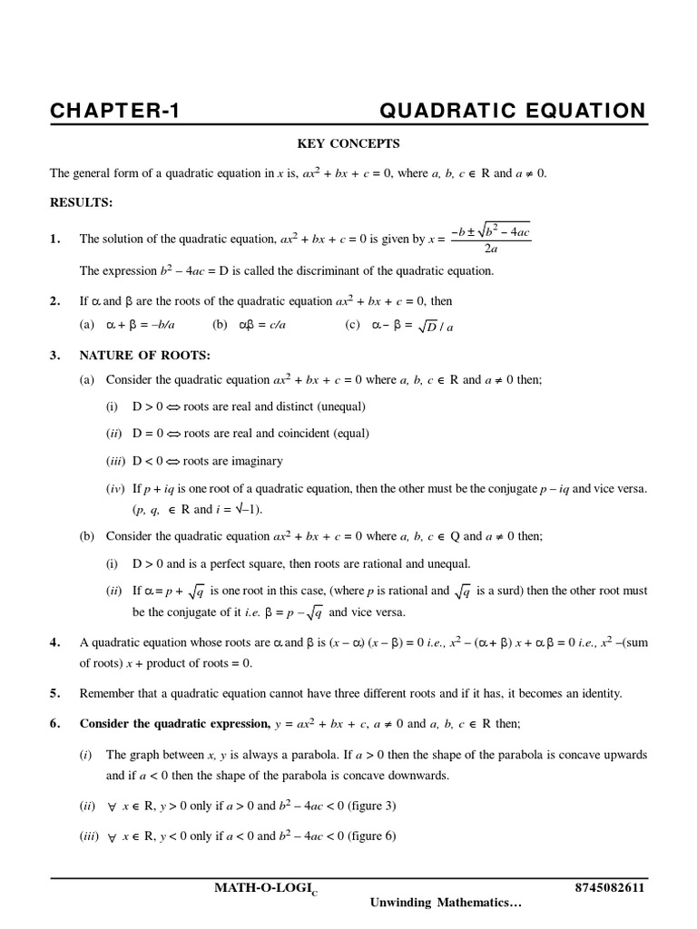 Quadratic Equation | PDF | Quadratic Equation | Equations