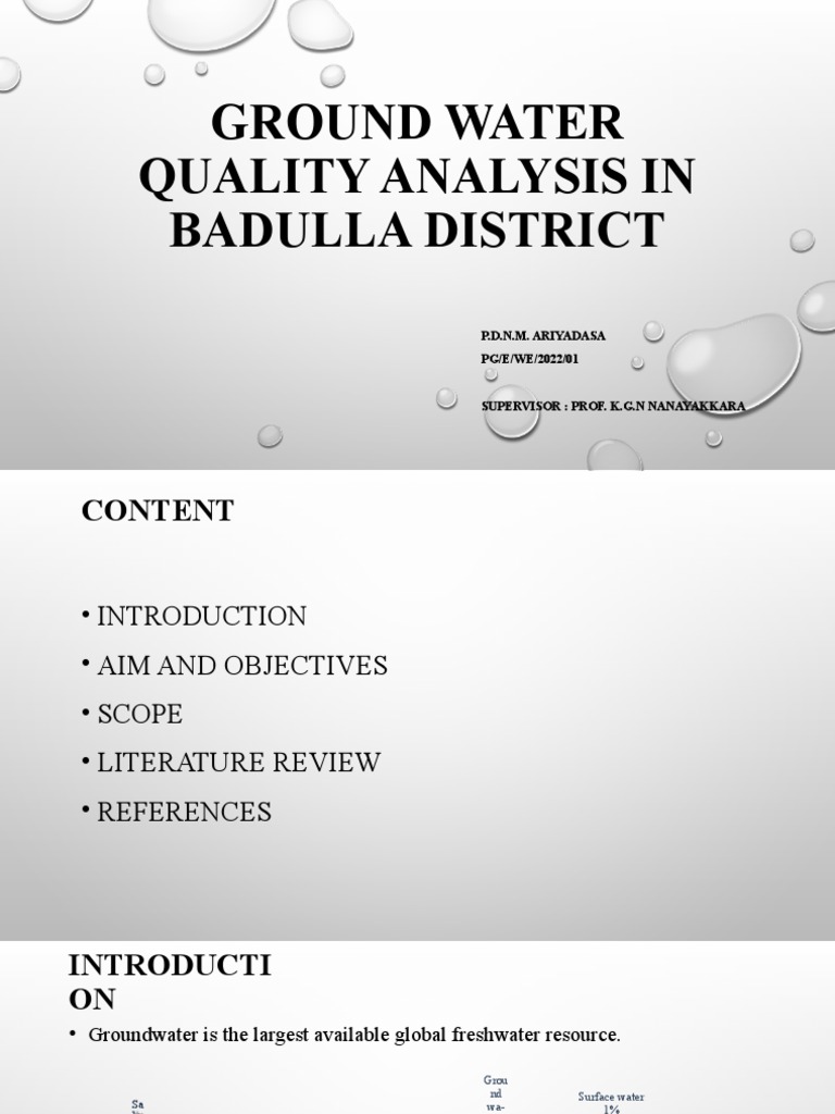Groundwater Quality in Badulla District | PDF | Principal Component ...