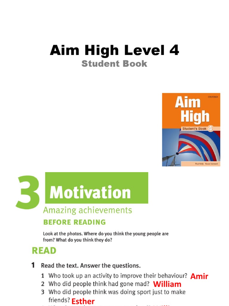 Aim High Students Book 4 Unit 3 edit | PDF | Motivation | Motivational